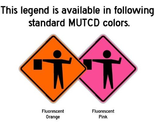 Flagger Symbol (RUS) Roll-Up Sign - Bone | Sonco