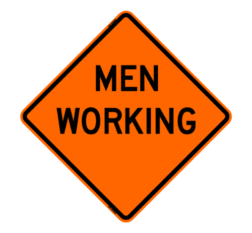 Men Working (RUS) Roll-Up Sign - Bone | Sonco